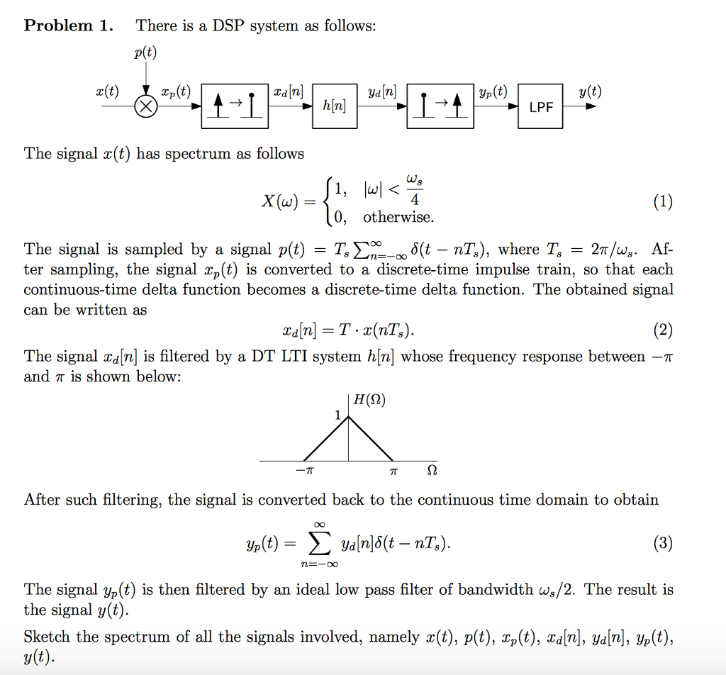 Solved There is a DSP system as follows: The signal x(t) | Chegg.com