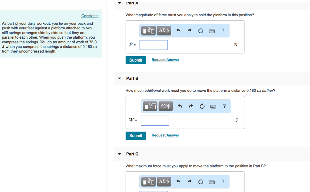 Solved part A Constants What magnitude of force must you | Chegg.com