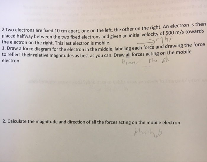 Solved Two electrons are fixed 10 cm apart, one on the left, | Chegg.com