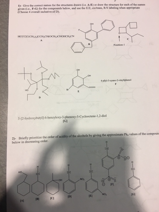 Solved Give the correct names for the structures drawn (i.e. | Chegg.com
