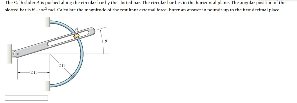 Solved The ¼-lb slider A is pushed along the circular bar by | Chegg.com