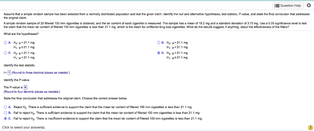 Solved Question Help . Assume that a simple random sample | Chegg.com
