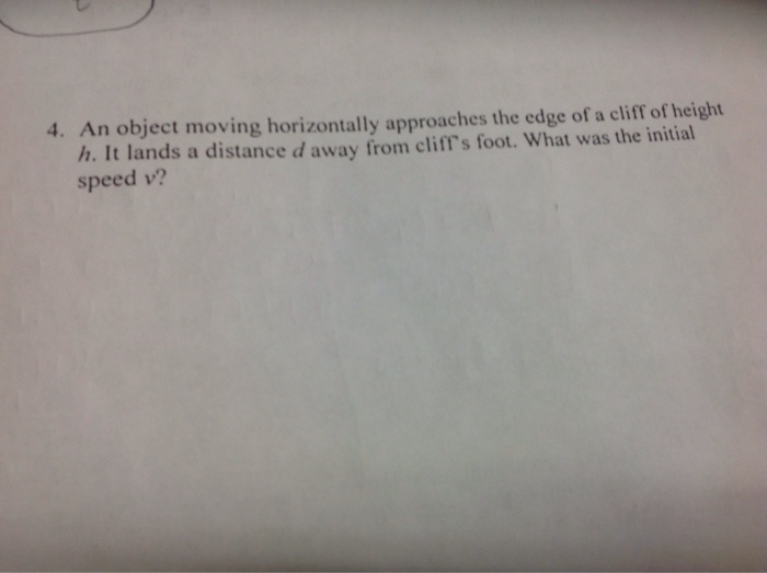 Solved An object moving horizontally approaches the edge of | Chegg.com