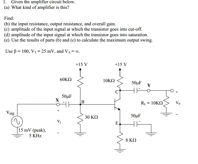 Given the amplifier circuit below. What kind of | Chegg.com