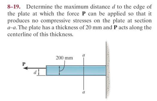 Solved 8-19. Determine the maximum distance d to the edge of | Chegg.com