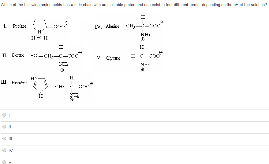 Solved Which of the following amino acids has a side chain | Chegg.com
