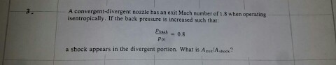 Solved A convergent-divergent nozzle has an exit Mach number | Chegg.com