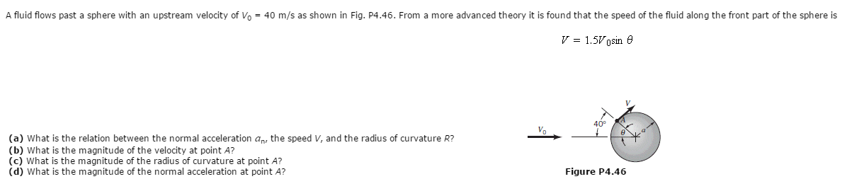 Solved A fluid flows past a sphere with an upstream velocity | Chegg.com