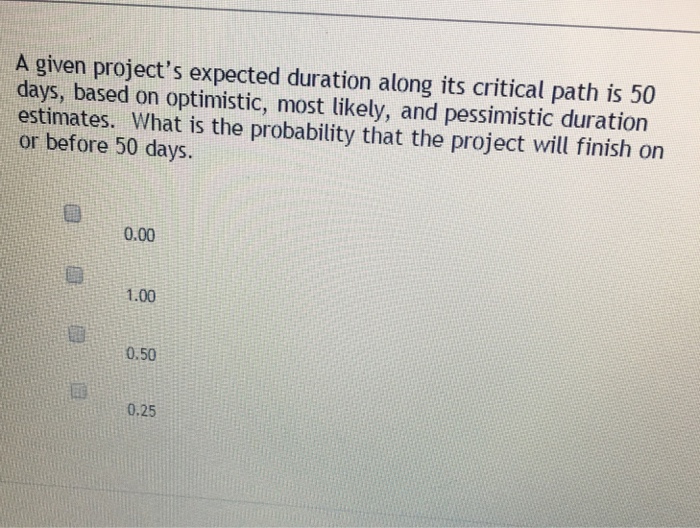 Solved A given project's expected duration along its | Chegg.com
