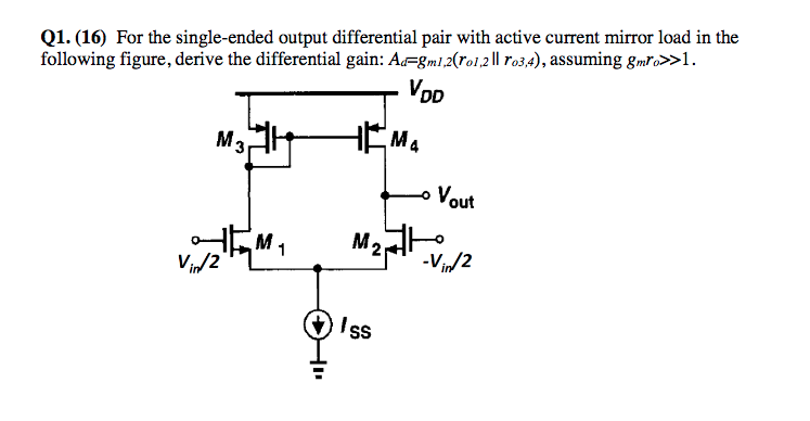 Solved For the single-ended output differential pair with | Chegg.com