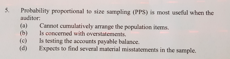 Solved Probability proportional to size sampling (PPS) is | Chegg.com