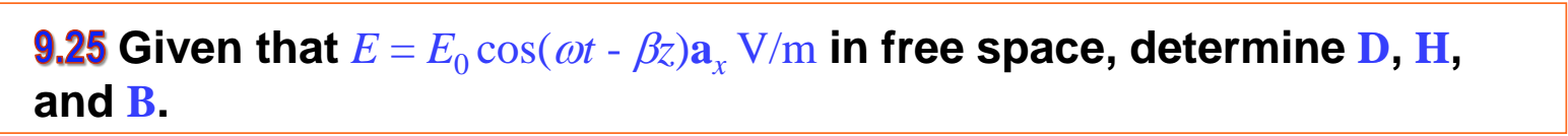Solved Given that E = E_0 cos(omegat - betaz)a_x V/m in free | Chegg.com