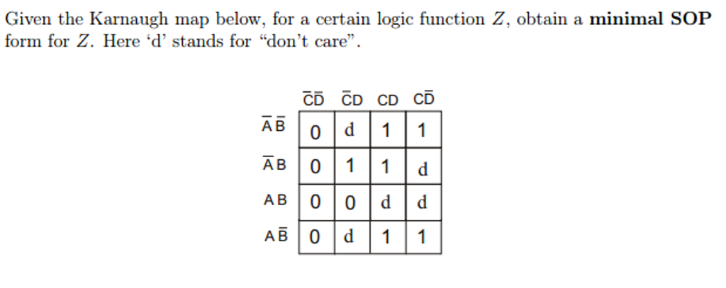 Solved Given the Karnaugh map below, for a certain logic | Chegg.com