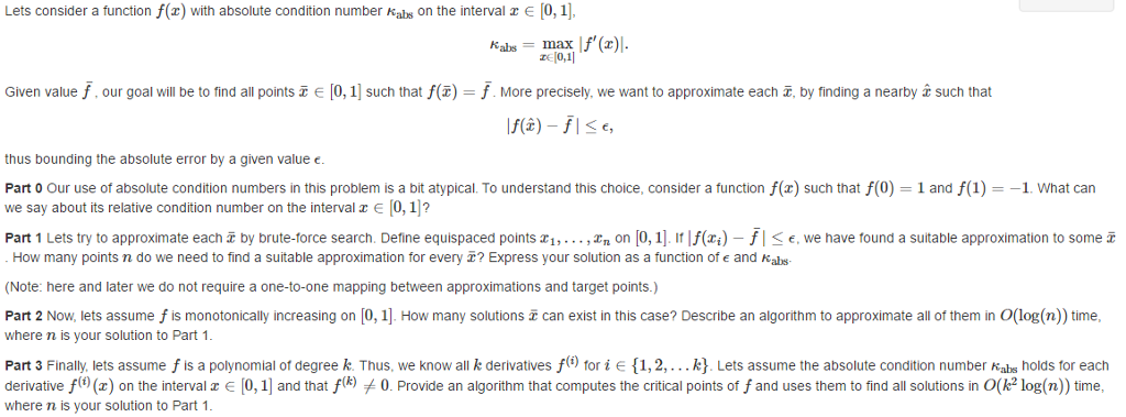 Lets consider a function f(x) with absolute condition | Chegg.com