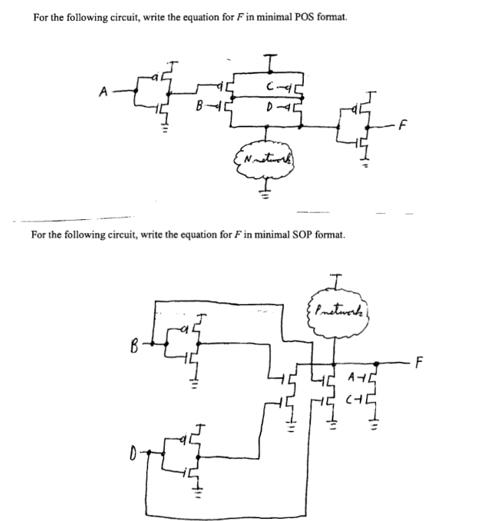 Solved For the following circuit, write the equation for F | Chegg.com