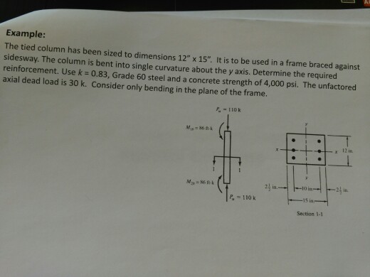 Solved Example: The tied column has been sized to dimensions | Chegg.com