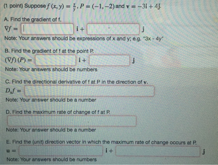 Solved Suppose F X Y X Y P 1 2 And V 3i