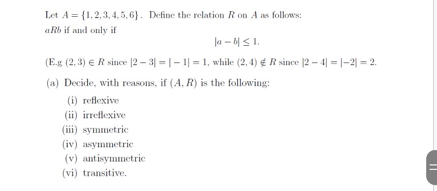 Solved Let A = {1, 2, 3, 4, 5, 6}. Define the relation R on | Chegg.com Solved Let A = {1, 2, 3, 4, 5, 6}. Define the relation R on | Chegg.com