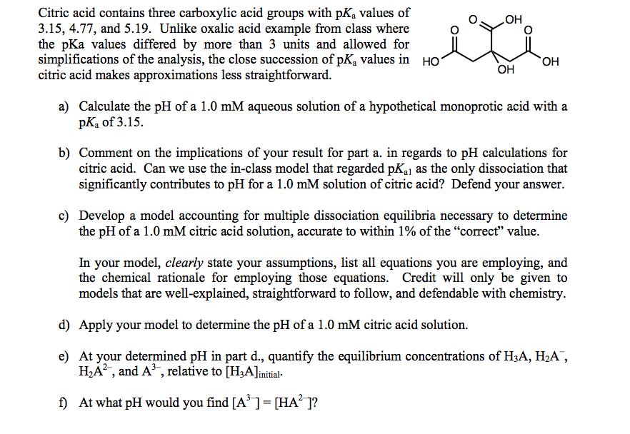 Citric acid contains three carboxylic acid groups | Chegg.com