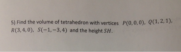Solved Find the volume of tetrahedron with vertices P(0, 0, | Chegg.com