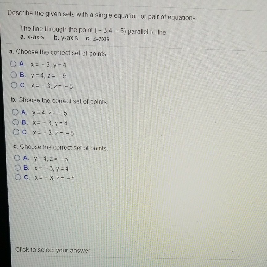 Solved Describe the given sets with a single equation or | Chegg.com