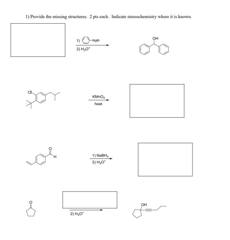Solved 1) Provide the missing structures. 2 pts each. | Chegg.com