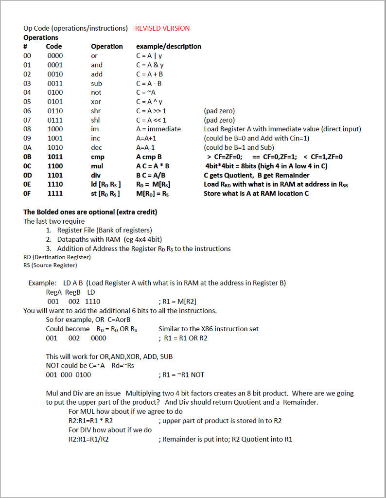 Solved I Need Help Creating A 4 Bit Cpu In Logisim Using The 