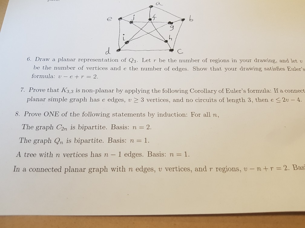 Solved eJ 9 6. Draw a planar representation of Q3. Let r be | Chegg.com