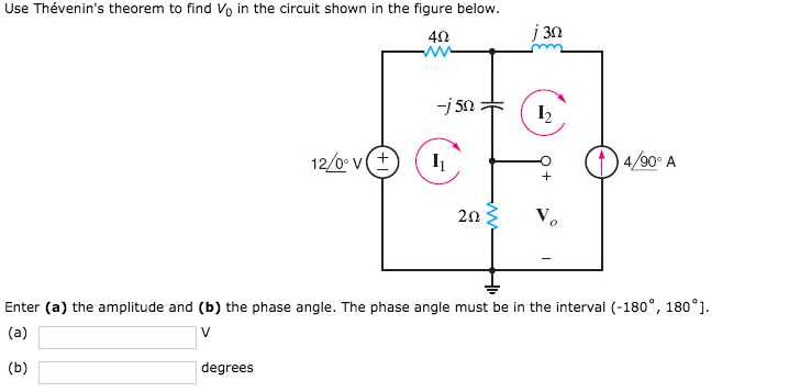Solved Use Thévenin's theorem to find V0 in the circuit | Chegg.com