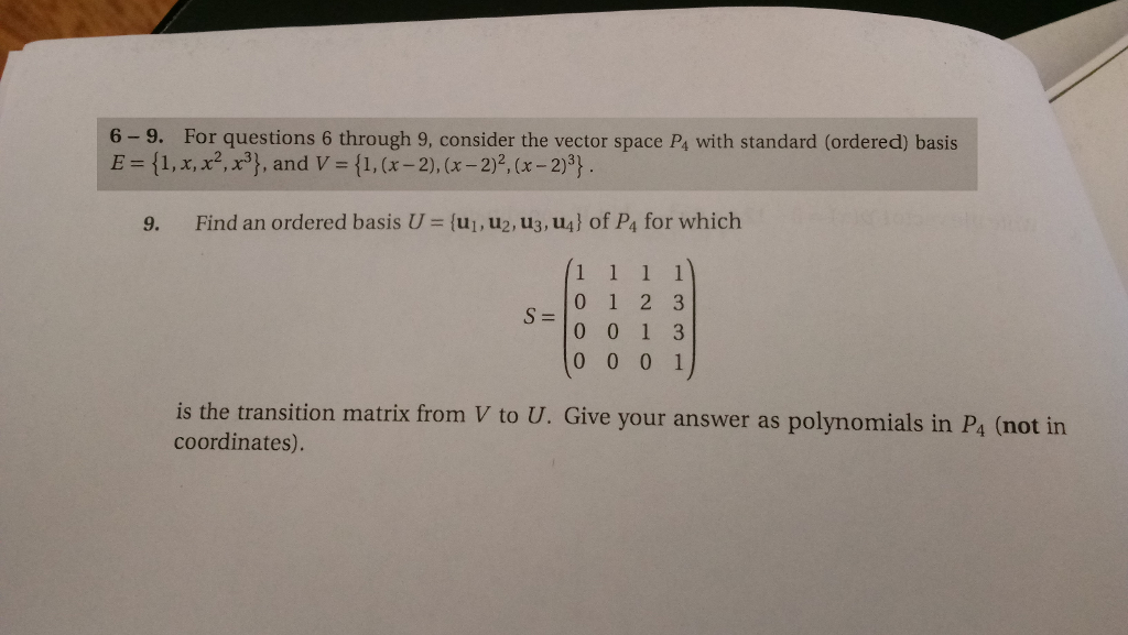 Solved 6-9. For questions 6 through 9, consider the vector | Chegg.com