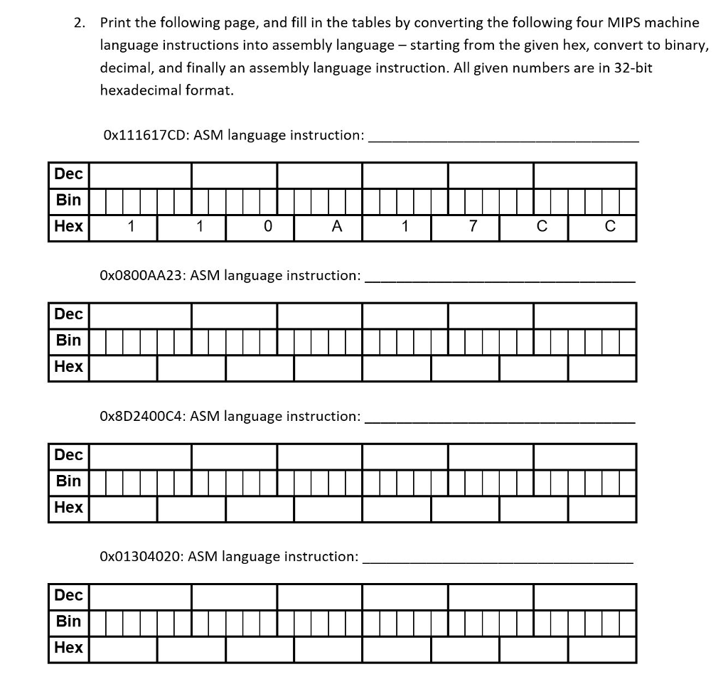 Solved Print the following page, and fill in the tables by | Chegg.com