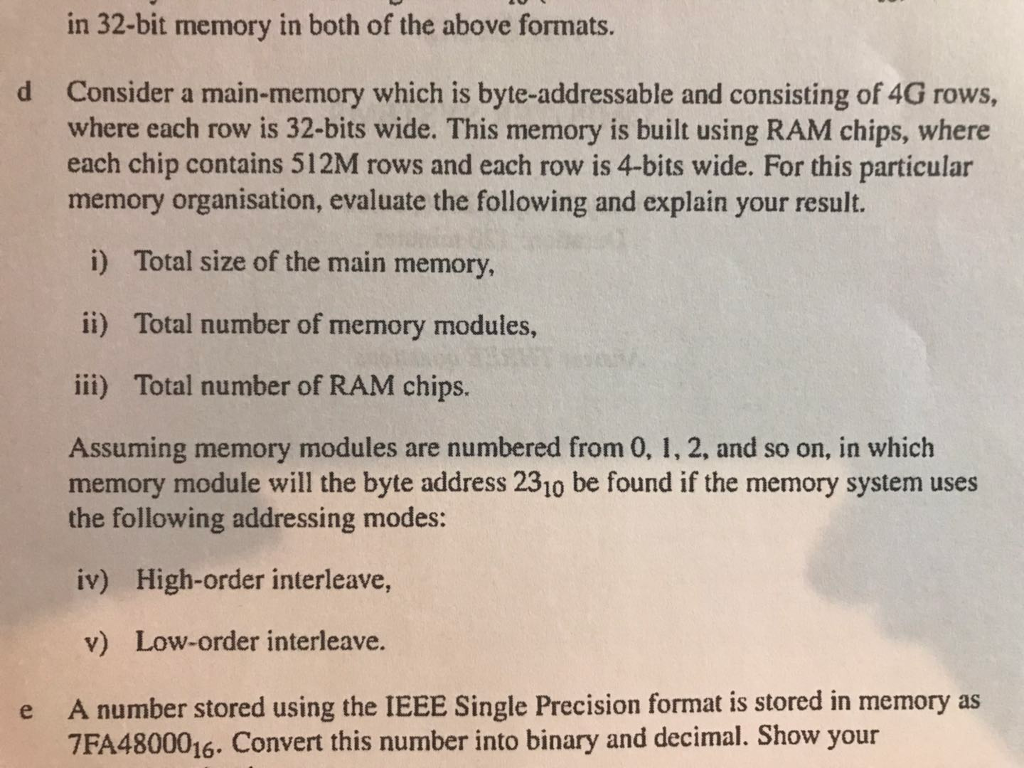 in 32-bit memory in both of the above formats. d | Chegg.com