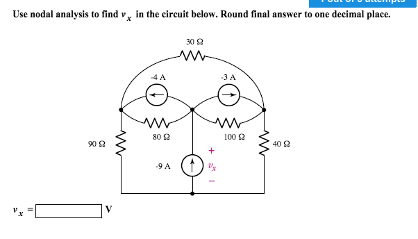 Solved Use nodal analysis to find Vx in the circuit below. | Chegg.com