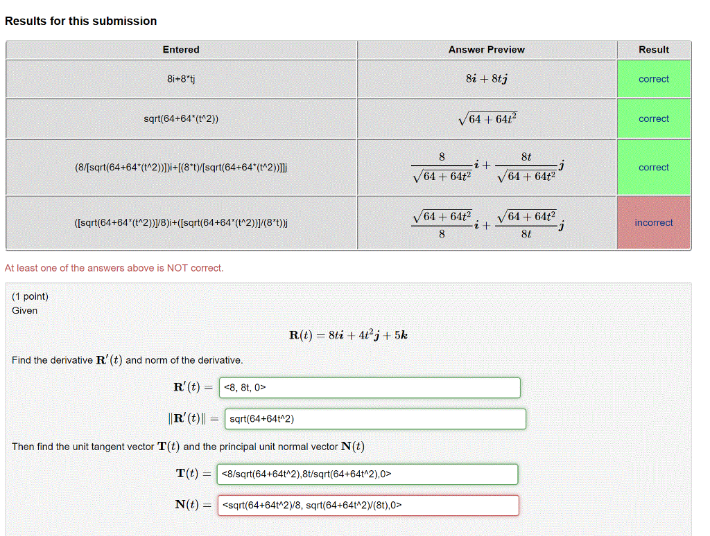 Solved Results for this submission Entered Answer Preview | Chegg.com