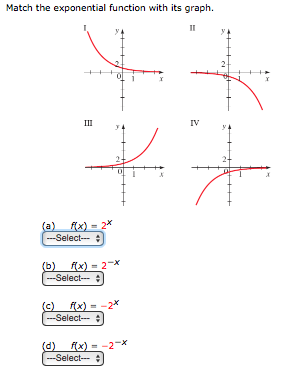 Solved Match the exponential function with its graph IV | Chegg.com