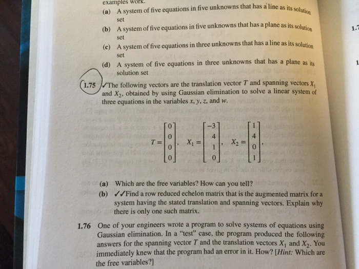 Solved work. examples (a) A system of five equations in five | Chegg.com