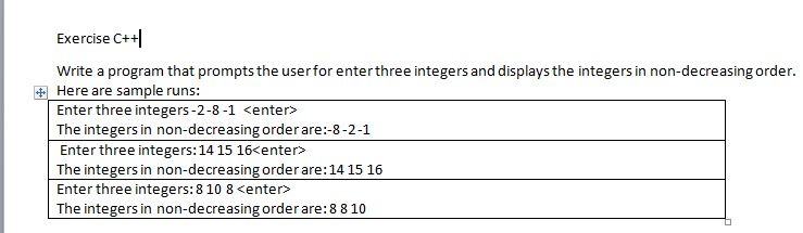 Solved Write a program that prompts the user for enter three | Chegg.com