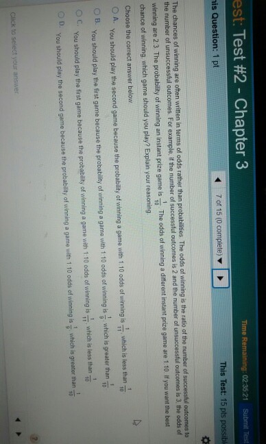 Solved est: Test #2-Chapter 3 is Question: 1 pt Time | Chegg.com