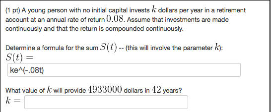 Solved A young person with no initial capital invests k | Chegg.com