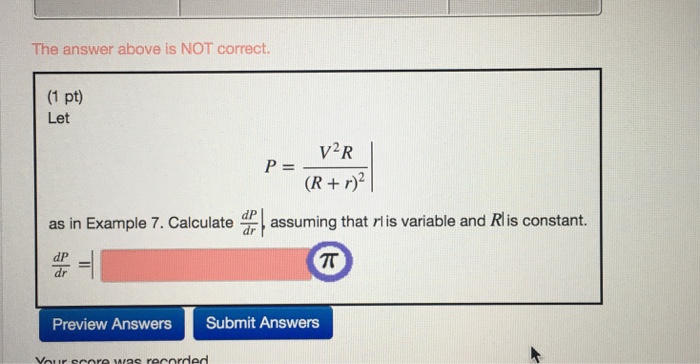 Solved Let P = V^2R/(R+r)^2 as in Example 7. Calculate | Chegg.com