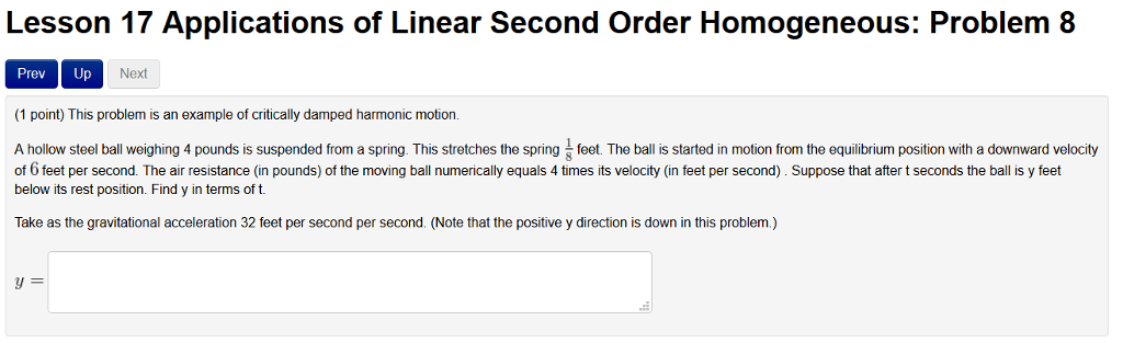 Solved Lesson 17 Applications of Linear Second Order | Chegg.com