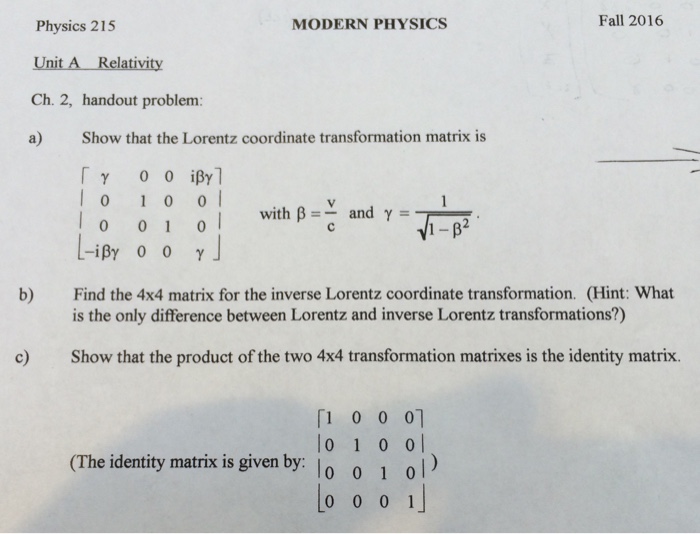Solved Show that the Lorentz coordinate transformation | Chegg.com