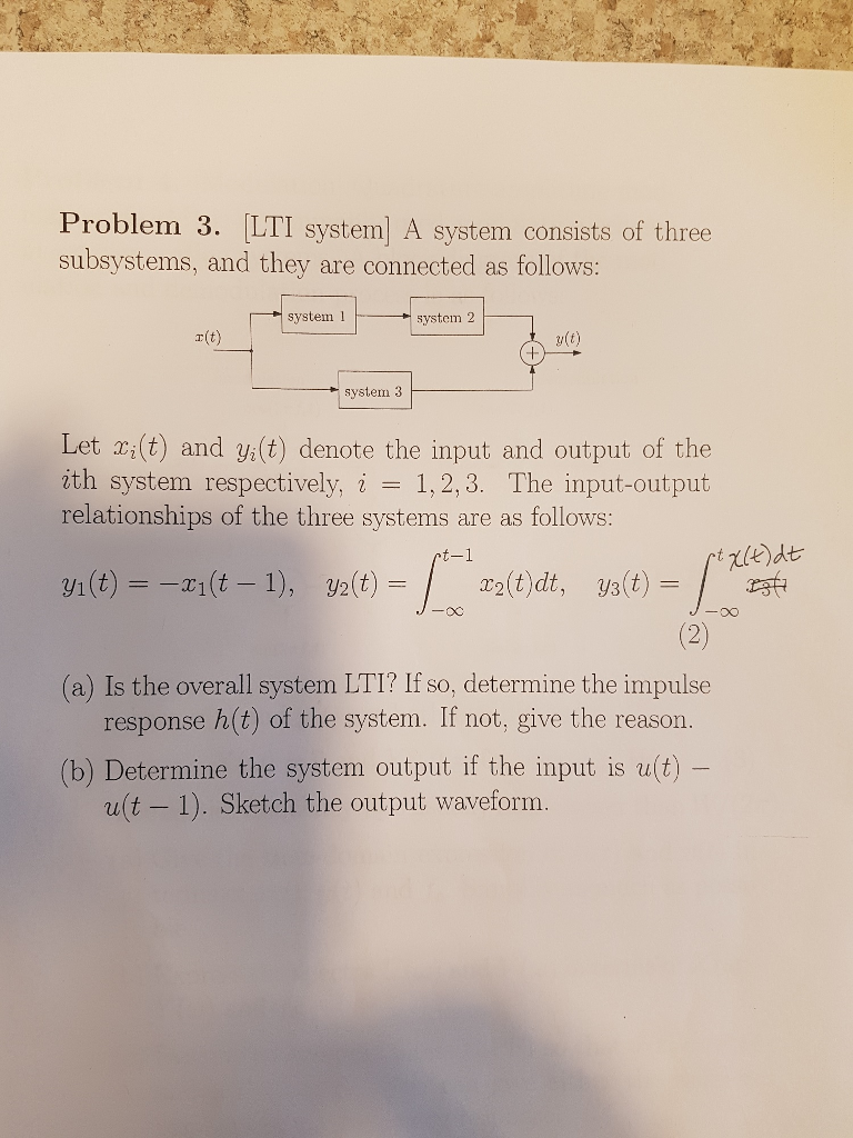 Solved Problem 3. [LTI subsystems, and they are connected as | Chegg.com