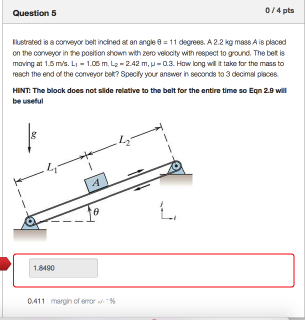Eqn 2.9 = V=Vo+at ( How they are getting 0.411 | Chegg.com