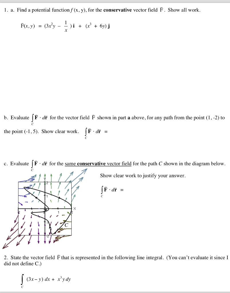 Solved 1. a. Find a potential function f(x,y), for the | Chegg.com