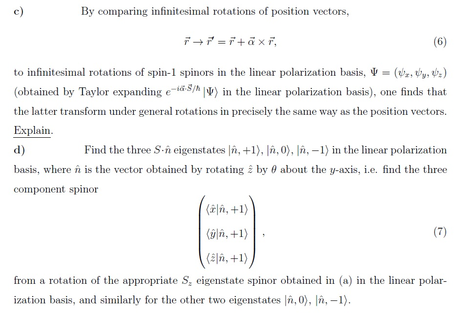 Solved the eigenstates of S2, with spin operator matrices in | Chegg.com