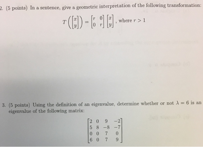Solved In a sentence, give a geometric interpretation of the | Chegg.com
