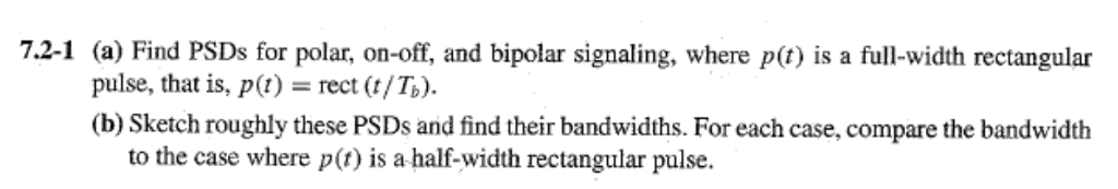 Solved 7.2-1 (a) Find PSDs for polar, on-off, and bipolar | Chegg.com