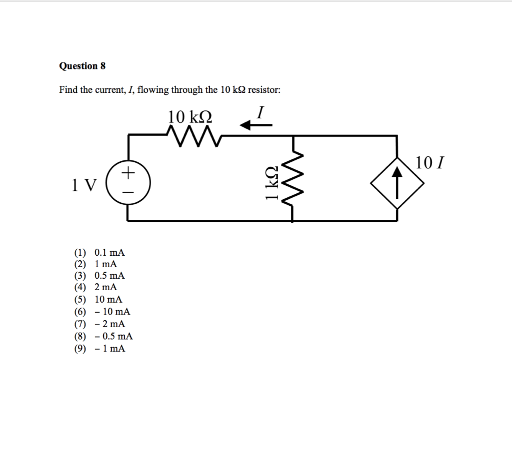 Solved Find the current, I, flowing through the 10 k Ohm | Chegg.com