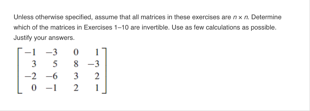Solved Unless otherwise specified, assume that all matrices | Chegg.com
